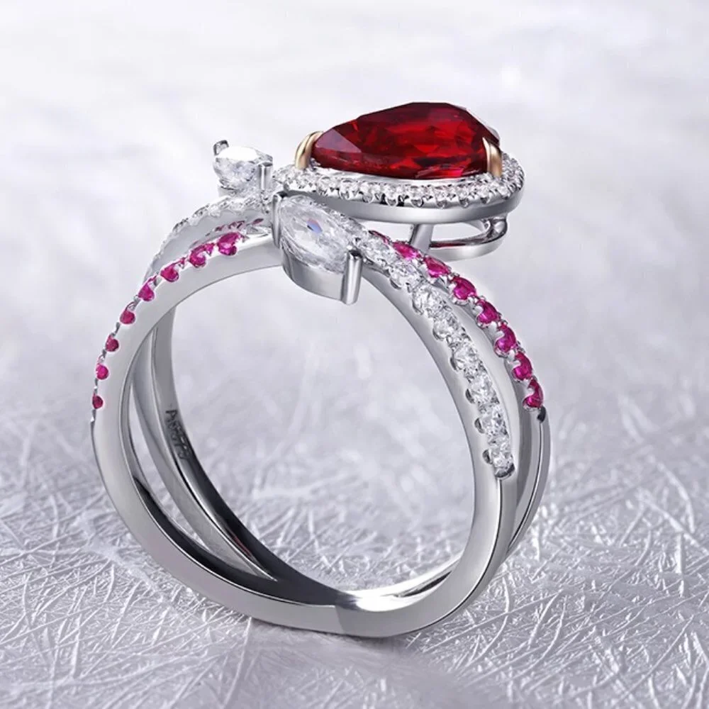 Jewelry | Unique Cross Water Drop Pure Pear Zircon Beautiful Rings For ...